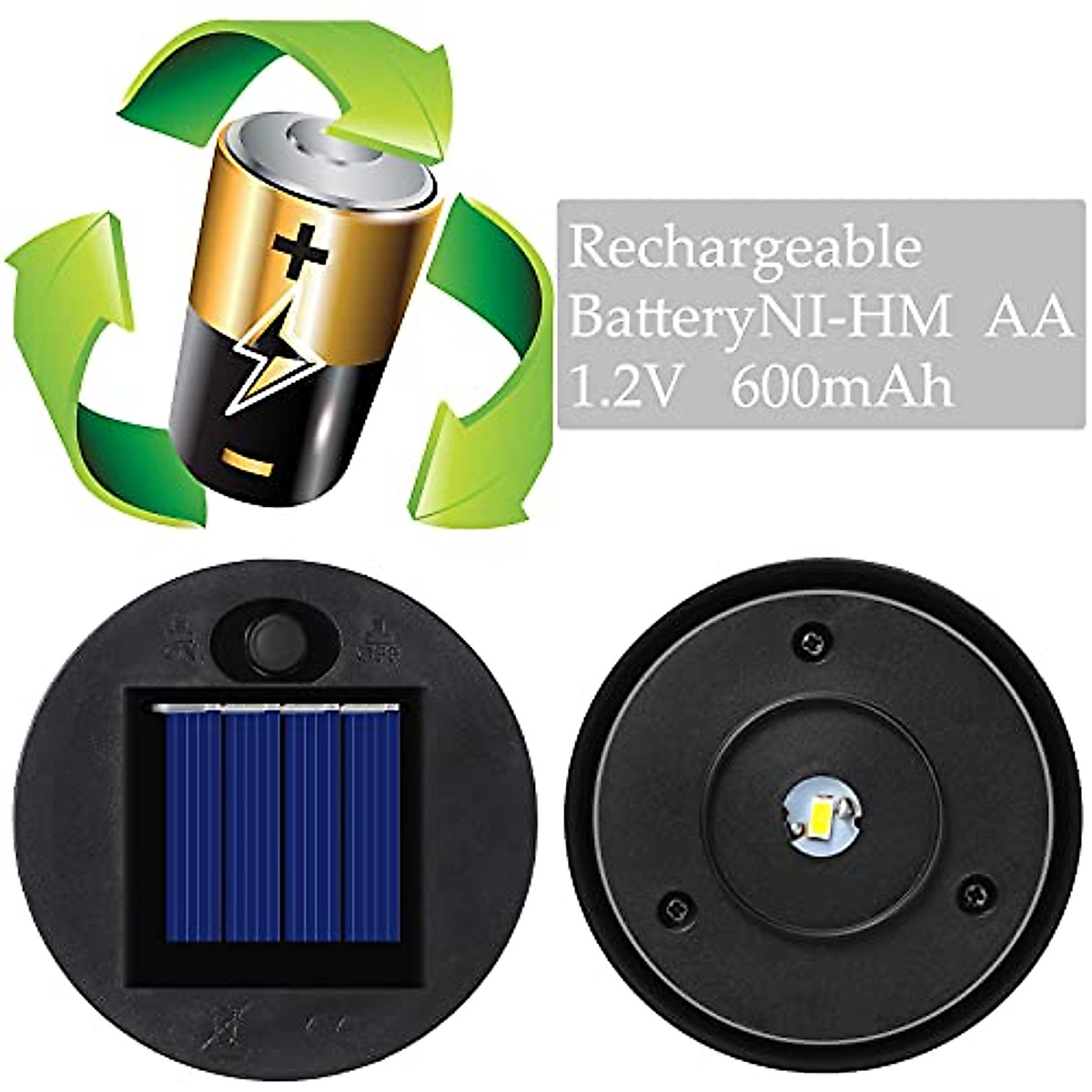 4 Pieces Replacement Solar Light Tops Outdoor Hanging Lantern Light Solar Light Parts Round Solar Lights Waterproof Decorative for Outdoor Hanging Lanterns, Warm Light (2.76 Inch in Diameter)