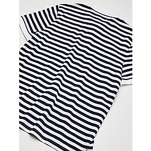 Nautica Men's Classic Fit 100% Cotton Soft Short Sleeve Stripe Polo Shirt, Bright White, X-Large