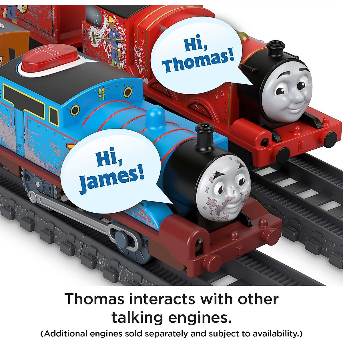 Thomas & Friends Motorized Toy Train Talking Thomas Engine with Sounds Phrases & Passenger Cars for Preschool Pretend Play Kids Ages 3+ Years