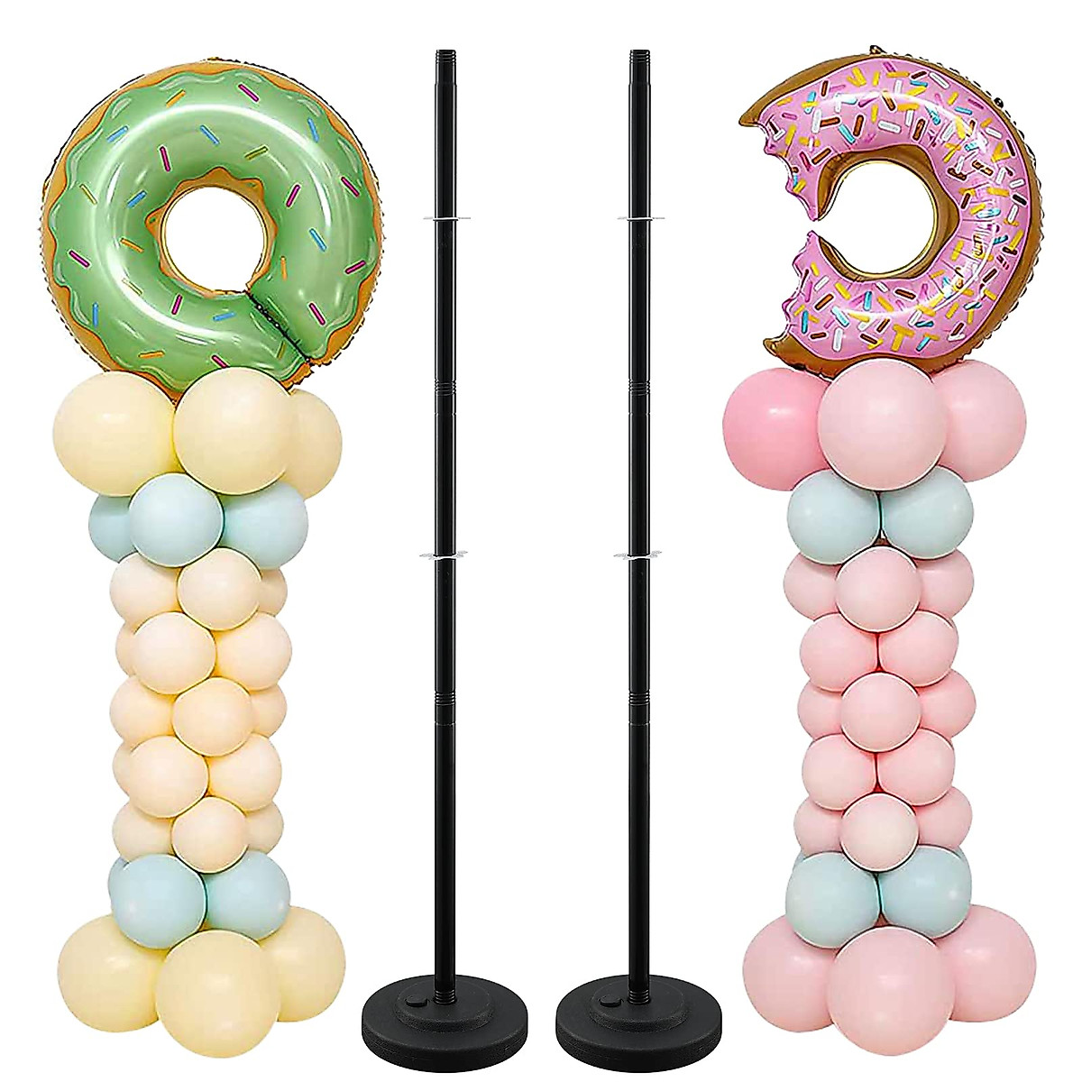 2 Set Balloon Column Stand Kit with Base Pole Balloon Clips Fixed Spike, UPGRADE 65 Inch Height Balloon Tower Decorations for Wedding Baby Shower Birthday Bachelorette Graduation Party Parties Events