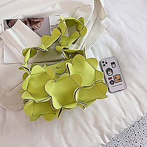 QZUnique Flower Style Underarm Bag PU Leather Totes Handbag Fashion Shoulder Bags for Women - Yellow