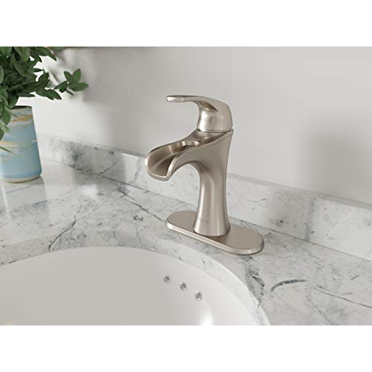 Pfister Jaida Bathroom Sink Faucet, Single Control, 1-Handle, Single Hole, Brushed Nickel Finish, LF042JDKK
