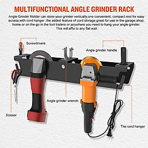 Birstlye Angle Grinder Holder,2 Bay Angle Grinder Rack Wall Mount Bracket, Angle Grinder Storage Rack With Screws & Screw Caps for Cutters Polishers Angle Grinders