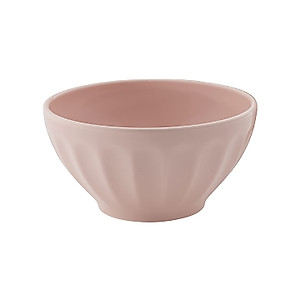 KooK Ceramic Cereal Bowl Set, Kids Breakfast Bowls, Fluted, Microwave and Dishwasher Safe, Kitchen Bowls, For Soup, Pasta, Salad, Dessert, 20 oz, Set of 6 (Dusty Pink)