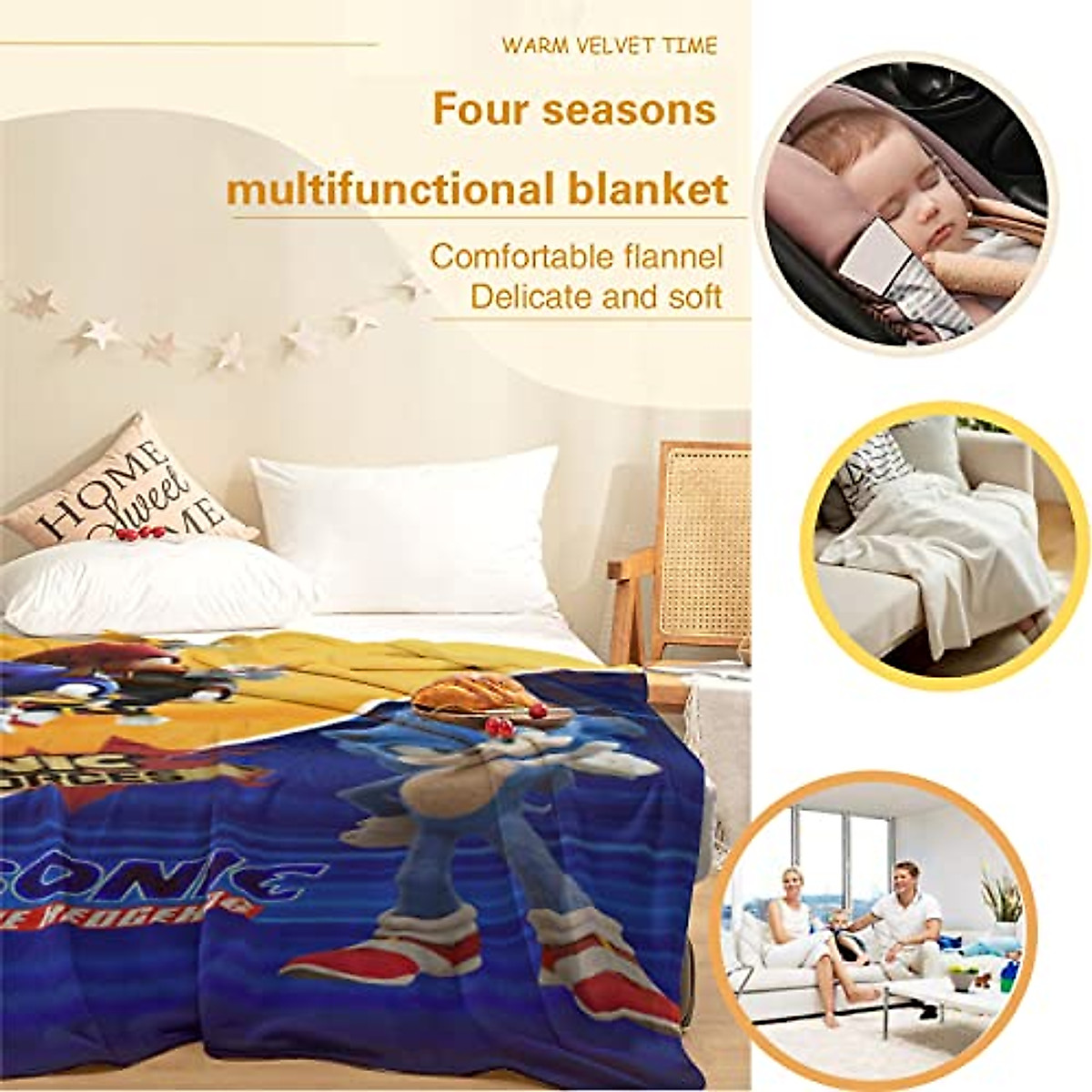 Feinstein Cartoon Blankets Super Soft Throw Blanket Air Conditioner Blanket Warm Cozy Flannel Blanket for Couch Bed Sofa Car 50x40'',Black 3