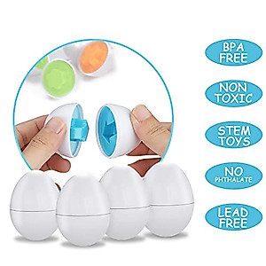 Matching Eggs - Toddler Toys - Color Shapes Matching Egg Set - Educational Color, Shapes and Sorting Recognition Skills - Sorting Puzzle for Kid Baby Toddler Boy Girl, Easter Basket Gift (12 Eggs)