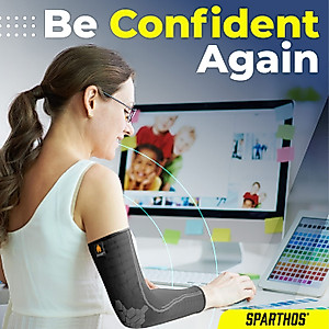 Sparthos Arm Compression Sleeves [Midnight Black - X-Small] x Tennis Elbow Brace [Pack of 2]
