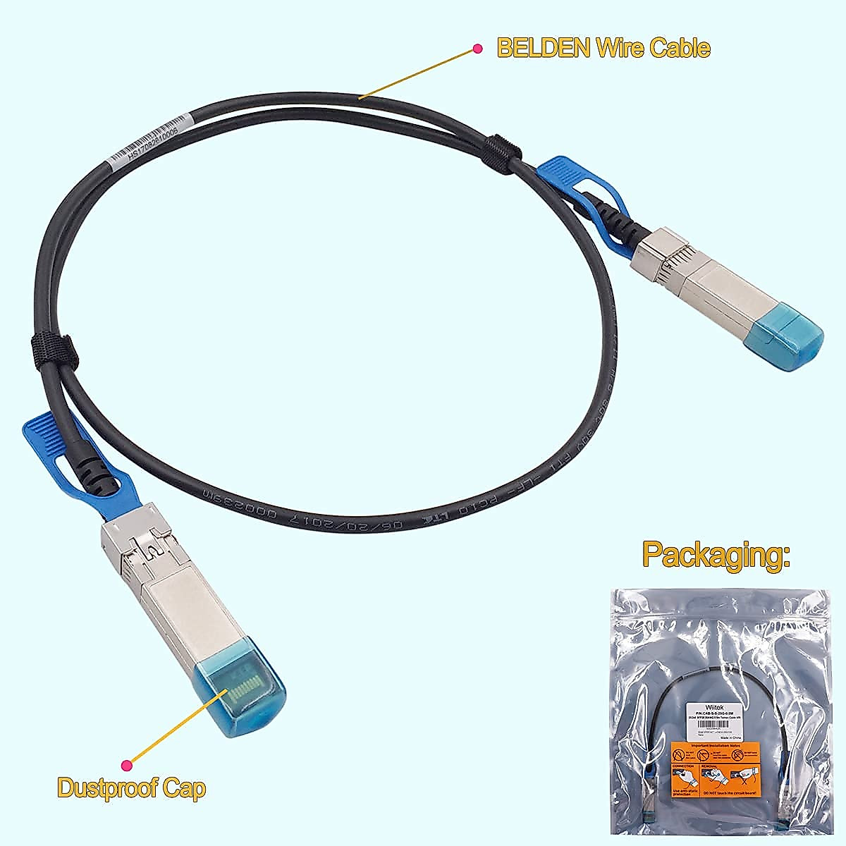 25GbE SFP28 DAC Twinax Cable 0.5M, 25GBASE-CR SFP28 Direct Attach Copper Cable, Compatible for Cisco SFP-H25G-CU0.5M, Ubiquiti, Mikrotik, Netgear, Supermicro, Open Source Switches