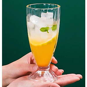 CAYOREPO 6 Pack 12oz Milkshake Glass with 6 Long Metal Spoons, Ice Cream Soda Glass, Fountain Shoppe Classic, Milk Shake for Ice Cream, Clear