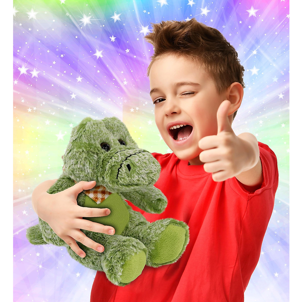 Puzzled DolliBu Plush Alligator Stuffed Animal - Soft Fur Huggable Green Alligator, Adorable Playtime Gator Plush Toy, Cute Wild Life Cuddle Gift for Kids & Adults - 8 Inch