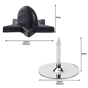 200pcs Black Rubber Pin Backs with 200pcs Blank Pins Star Shape Butterfly Clutch Tie Tacks Backings Pin Holder Keepers for Lapel Pins DIY Accessory