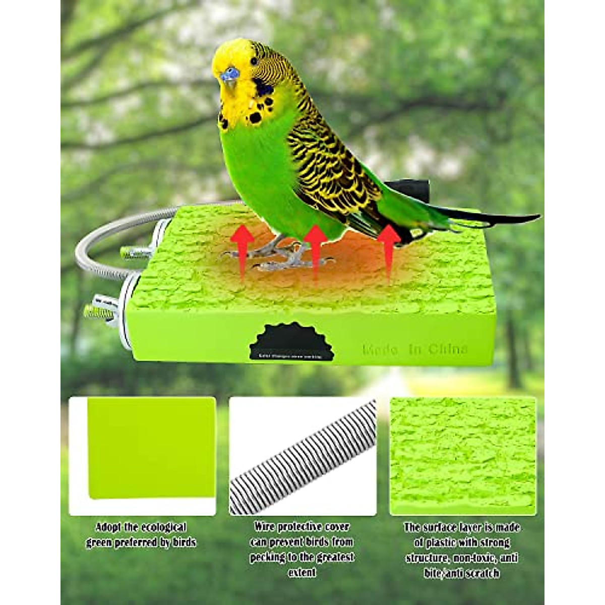 Bird Heater for Cage, Snuggle Up Bird Warmer for African Grey, Parakeets, Parrots, Small Birds, 12V Bird Cage Heater for Exotic Pet Birds, 3.3"x6"