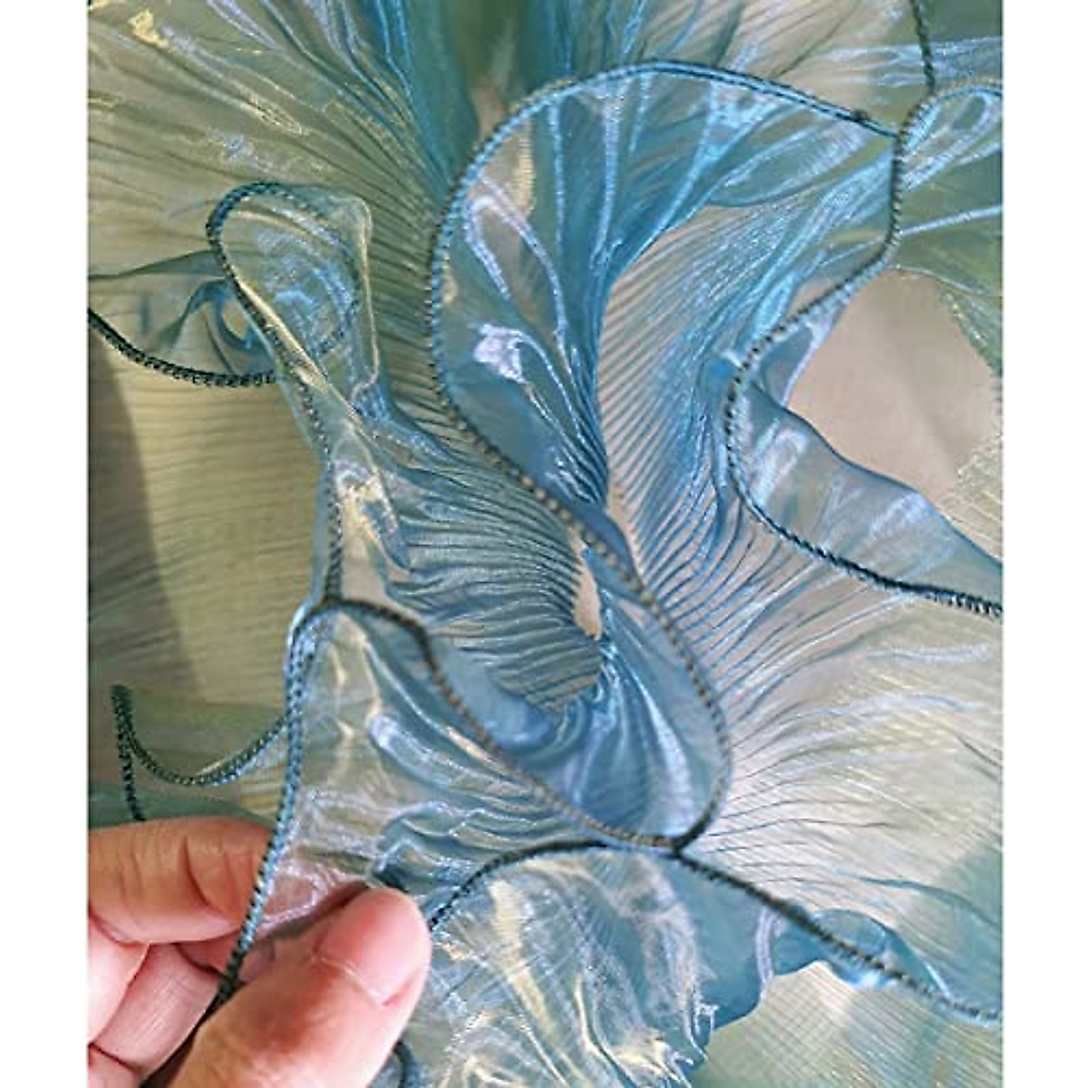 400 Inches Organza Ruffled Fabric Ruffle Lace Border Lace Fabric for Crafts and Cake Decoration, 11 Yards (Gradient Yellow Blue)