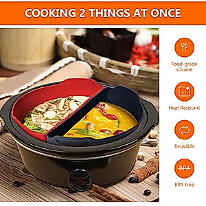 Lineware Slow Cooker Divider Liners for 6-8 QT Crockpot, Silicone Reusable Compatible for Crock Pot Liners Divider Inserts,Dishwasher Safe, Oval Shape,Leakproof & Easy Clean，BPA Free(Upgraded Thicker)