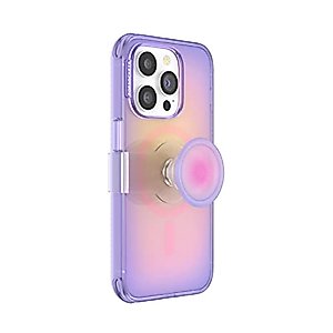 PopSockets iPhone 14 Pro Case with Phone Grip and Slide Compatible with MagSafe, Wireless Charging Compatible- Aura