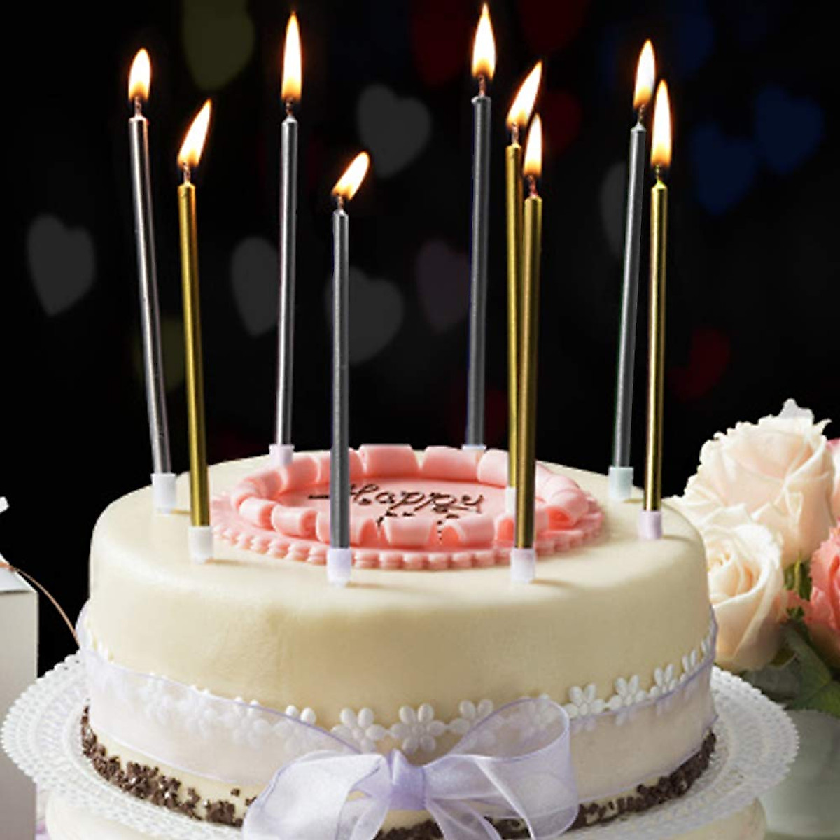 FULANDL 26Pcs Birthday Numeral Candles Set, 10Pcs Number 0-9 Glitter Cake Topper Decoration with 16Pcs Long, Star, Heart Birthday Candles (Gold)