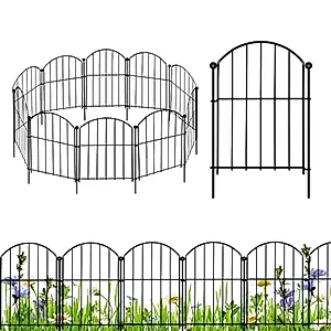 Xeeol Garden Fence 10 Panels, 10ft (L) x 17in (H) Rustproof Metal Wire Flower Bed Garden Fencing Border for Yard, No Dig Animal Barrier for Dog