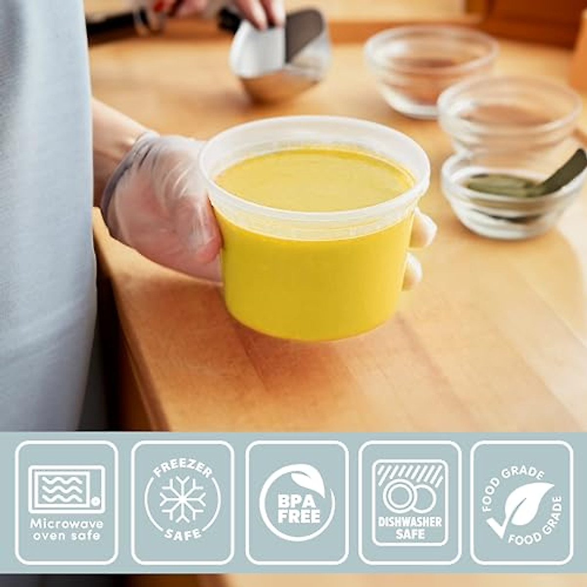 Deli Containers with Lids 16 oz. [24 Sets] Plastic Deli Cups Soup Containers with lids, To Go Food Containers