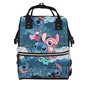 Gearbest Cartoon Cute Stitch Diaper Bag Backpack For Mom Baby Bags Waterproof Large Capacity Multi-Function Unisex, One Size
