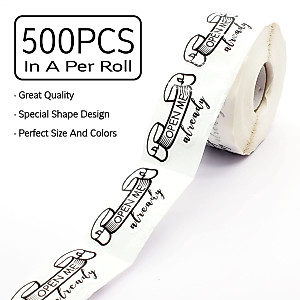 Open Me Already Stickers,Thank You Stickers,Handmade Stickers,Small Shop Stickers,Envelopes Stickers for Small Business, Online Retailers,Handmade Goods,500 Labels Per Roll-Black White