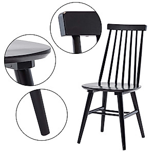 DUHOME Dining Chairs Set of 4, Wood Dining Room Chairs Slat Back Kitchen Room Chair Windsor Chairs, Black