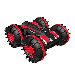Pussan Gifts for 6-12 Year Old Boys Amphibious Remote Control Car for Kids and Adults 2.4 GHz RC Stunt Car for Boys Girls 4WD Off Road Monster Truck Gifts Remote Control Boat Summer Beach Toy SLC Red
