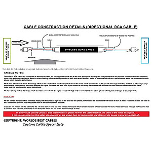 12 Foot RCA Cable Pair - Gotham GAC-4/1 (Black) Star-Quad Audio Interconnect Cable with Amphenol ACPL Black Chrome Body, Gold Plated RCA Connectors - Directional