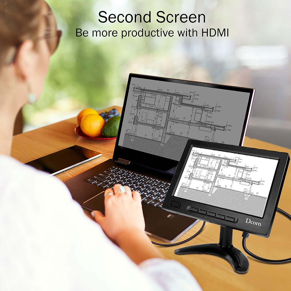 Dcorn 8 Inch Mini Monitor,Small HDMI Monitor 1280x720 16:9 IPS Metal Housing Computer Monitor Support HDMI/VGA/AV/BNC Input with Wall Bracket&Remote Control,178 Full Viewing w/Speaker