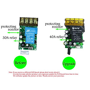 YETOR Wireless Lights Switch kit,AC120V/110V/ /40A Relay Long Range Remote Control Switch for Pump, Lights,Household Appliances, Garage Door, and Electrical Equipment