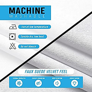 Regal Home Collections Blackout Room Darkening Curtains 2-Panel Set - Noise Reducing, Energy Saving Room Darkening Window Curtains & Drapes for Bedroom, Living Room (52in W x 63in L - 2 Panels, White)