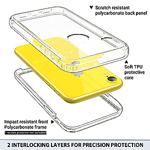 ULAK Compatible with iPhone XR Case Clear Glitter for Women Girls, Hybrid Hard PC Back Cover with Protective Bumper Anti-Scratch Shockproof Phone Case for iPhone XR 6.1 inch, Sparkle
