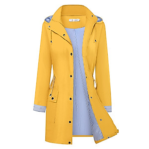 BBX Lephsnt Women Rain Jacket Waterproof Rain Coats with Hood Lightweight Windbreaker Rain Coat Yellow XL