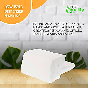EcoQuality White Low Fold Dispenser Napkins,400/pack 1-Ply, 3 1/2 x 5 in, Dispenser Napkin Refill, Everyday Napkins, Perfect for Restaurants, Diners, Bodegas & Home