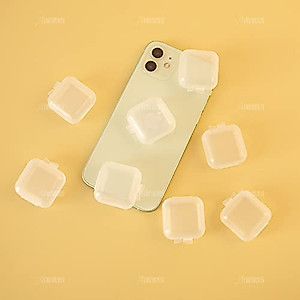 AUEAR, 40 Pack Mini Square Storage Containers Box with Hinged Lid Clear Earplugs Storage Box Plastic Transparent Storage Box for Tiny Bead Jewelry