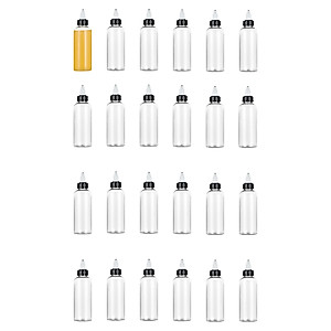 24PCS 2oz Clear Dispensing Bottles, Plastic Squeeze Bottles with Twist Top Caps for Oils Inks Liquids, Household Round Squeeze Bottles for Crafts Kitchen Food Making