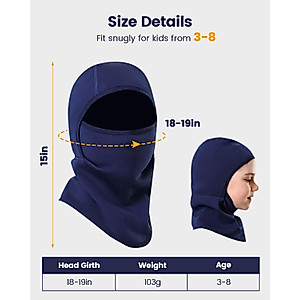 Aegend Kids Balaclava Windproof Ski Face Warmer for Cold Weather Winter Sports Skiing, Running, Cycling, 1 Piece, 4 Colors Blue