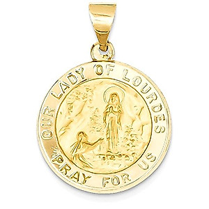 IceCarats 14K Yellow Gold Our Lady of Lourdes Medal Necklace Charm Pendant Only