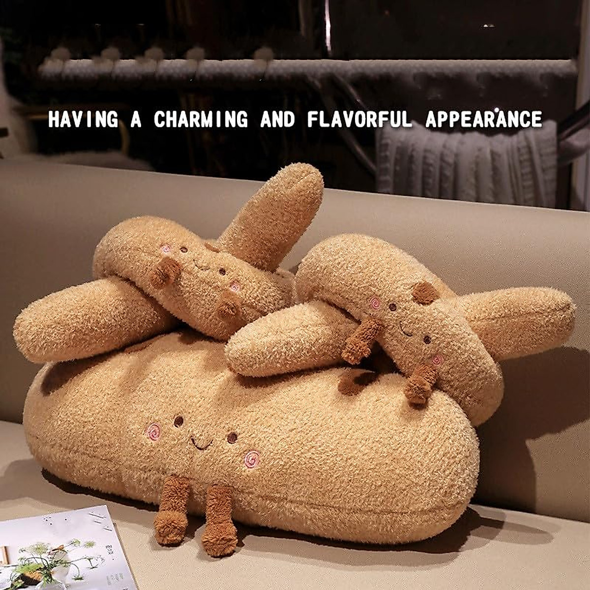 Baguette Bread Plush Throw Pillow,Cute bread Plush Long Body Pillow, Lumbar Baguette Back Cushion, Funny Food Plushies Stuffed Toy Sleeping Hugging Pillow for Girls (Long baguette, 47*3.9in)