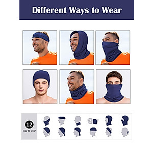 SATINIOR 8 Pieces Colorful Face Coverings Face Gaiters Neck Gaiter Headwear for Outdoor Cycling Fishing (Black, Grey, Blue, White, Khaki, Dark Grey, Navy Blue, Army Green)