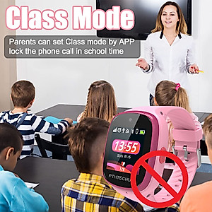 PTHTECHUS 4G Smartwatch Phone for Children - Kids Smart Watch with WiFi, Dail, Voice Messages & Video Calls, GPS Location, Students School Mode, SOS, Camera and Pedometer for Boys Girl Present