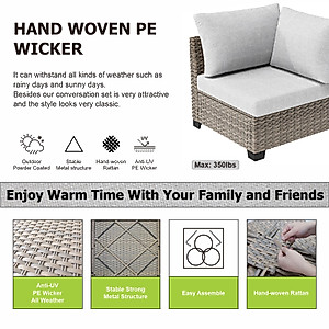 SUNPEAK Patio Furniture Set Q01 Series Sofa 7 Pieces Outdoor Furniture Set Sectional Couch with Fire Pit Table Balcony Furniture Patio Table and Chairs Set with Propane Fire Pit