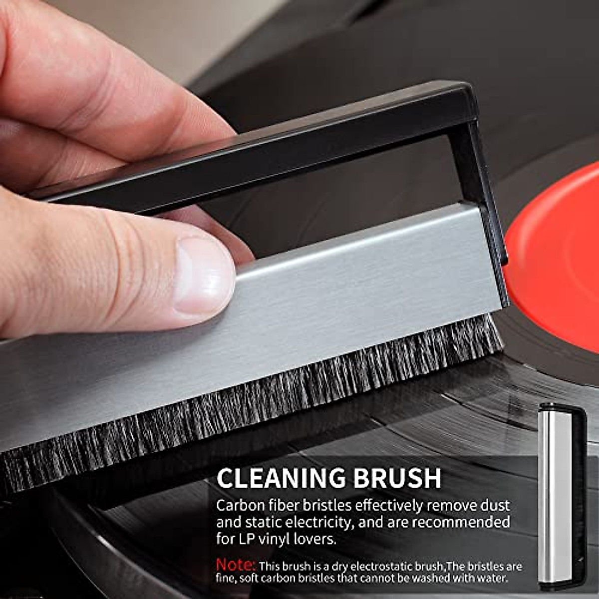 BUBM Vinyl Record Cleaning Brush Kit - Storage Pouch Velvet Record Brush, Cleaning Liquid, Stylus Brush