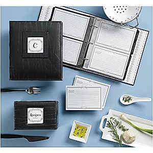 C.R. Gibson Bonded 3 Ring Recipe Book with Tabbed Dividers and Sheet Protectors, 8.94'' x 9.38'', Black Leather