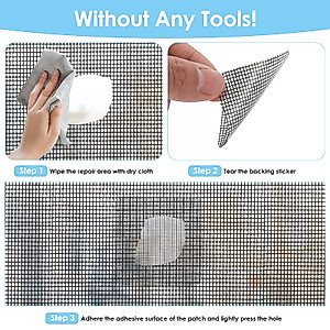 Cobee Self-Adhesive Window Screen Repair Patches Kit, 10 Sheets 3 Sizes Screen Door Replacement Repair Kit Fiberglass Mesh Wall Repair Patches Drywall Tools Wall Hole Quick Repair Patch(Black)