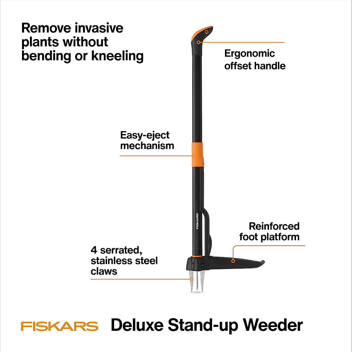 Fiskars 339950-1002 4-Claw Weeder, 39 Inch