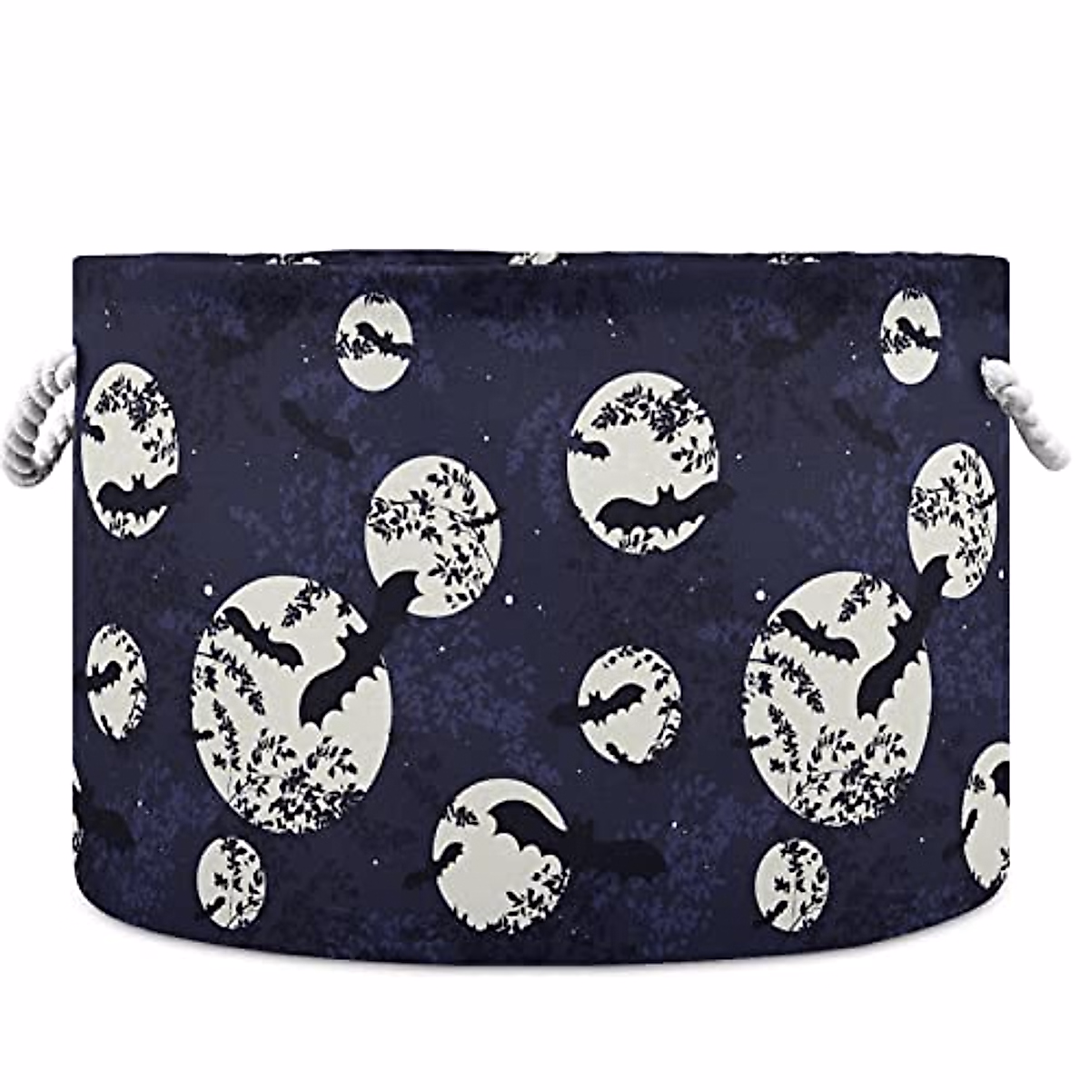 visesunny Halloween with Moon Night Sky Bat Laundry Baskets Fabric Storage Bin Storage Box Collapsible Storage Basket Toy Clothes Shelves Basket for Bathroom,Bedroom,Nursery,Closet,Office