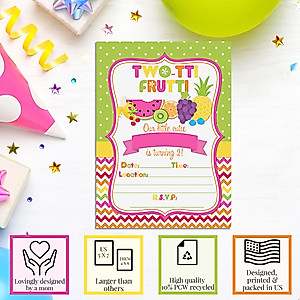 Tutti-Frutti Sweet and Juicy 2nd Birthday Party Invitations, 20 5x7 Fill In Cards with Twenty White Envelopes by AmandaCreation