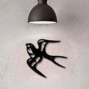 CREATCABIN Love Swallows Garden Sign Metal Wall Decor Tree Art Metal Bird Wall Art Signs Black Hanging for Christmas Halloween Home Decoration Indoor Outdoor Garden Aesthetic Bedroom 10x9inch
