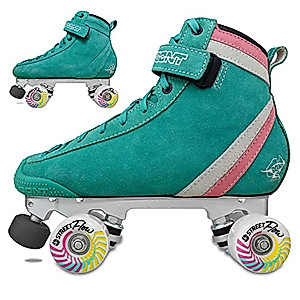 Bont Parkstar Soft Teal Suede Professional Roller Skates for Park Ramps Bowls Street for Men - Women - Boys - Girls rollerskates for Outdoor and Indoor Skating (Soft Teal Multi-Color, Bont 4.5)
