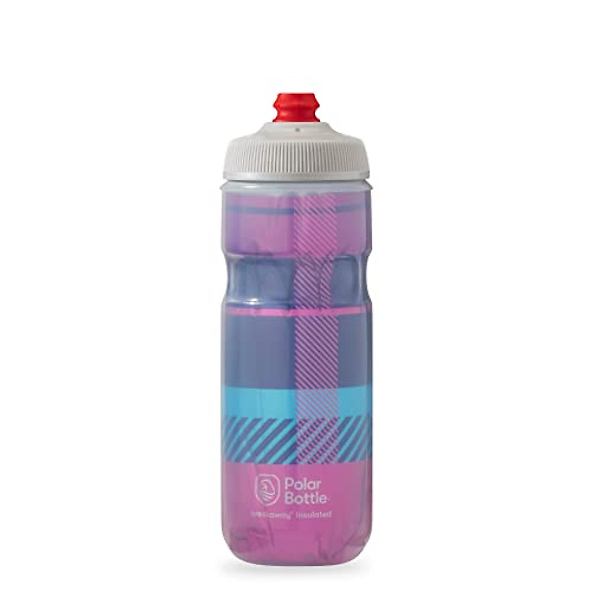 Polar Bottle Breakaway Insulated Bike Water Bottle - BPA Free, Cycling & Sports Squeeze Bottle (Tartan - Bubble Gum Pink/Navy, 20 Oz)